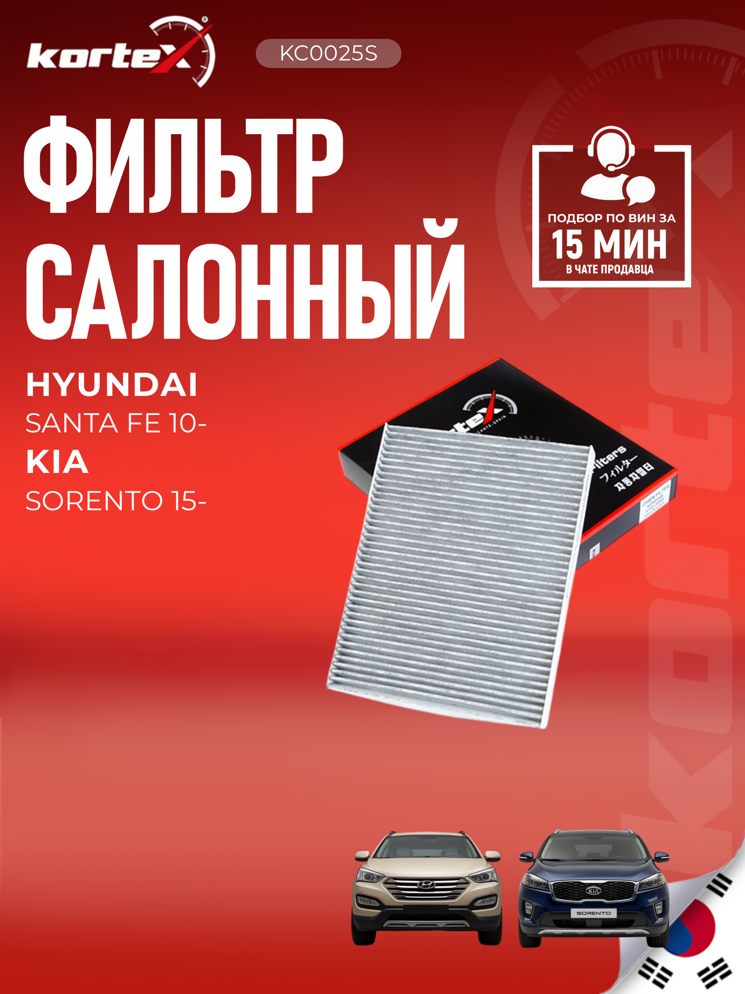 Фильтр салонный угольный Хендай Санта Фе Hyundai Santa Fe (CM) 2010-2012