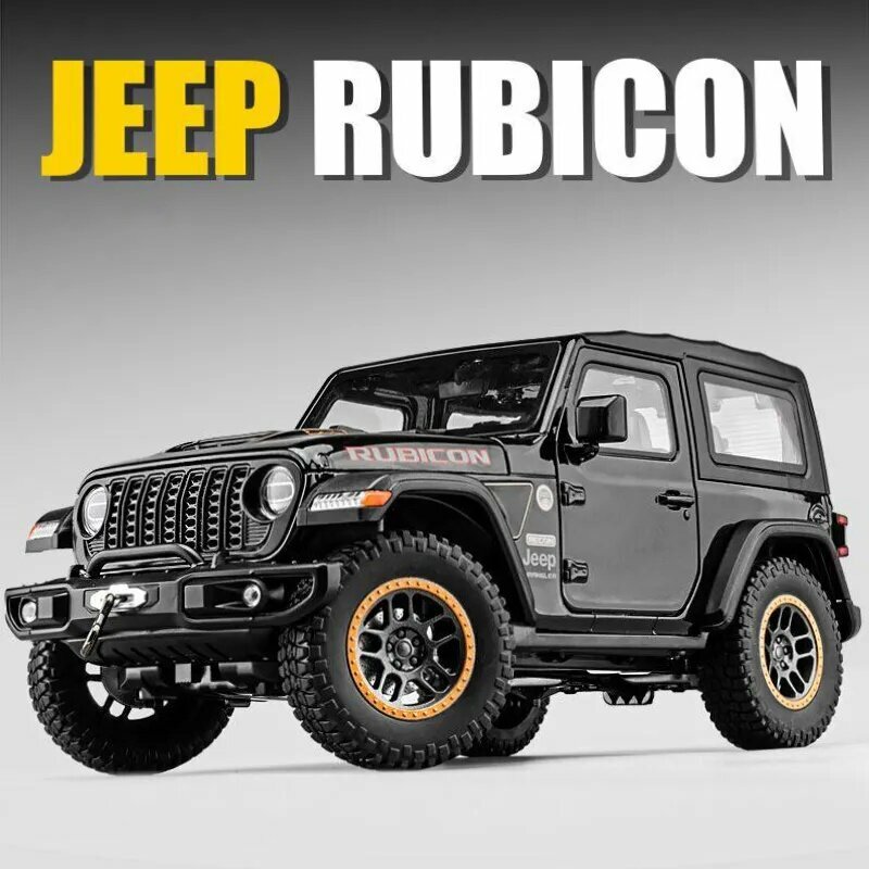 Крупномасштабная модель автомобиля 1:18 Jeep Wrangler Rubicon Герметичная версия , Детские игрушки для автомобилей, Модель из сплава, Со звуком и светом