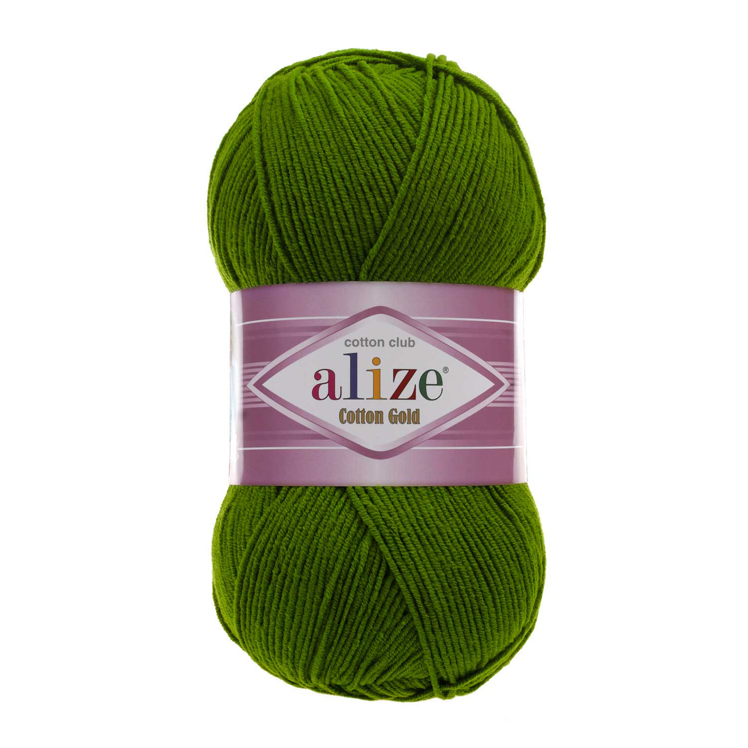 Пряжа для вязания Cotton Gold Alize 1 моток (330 м, 100 гр), цвет 35 зеленый