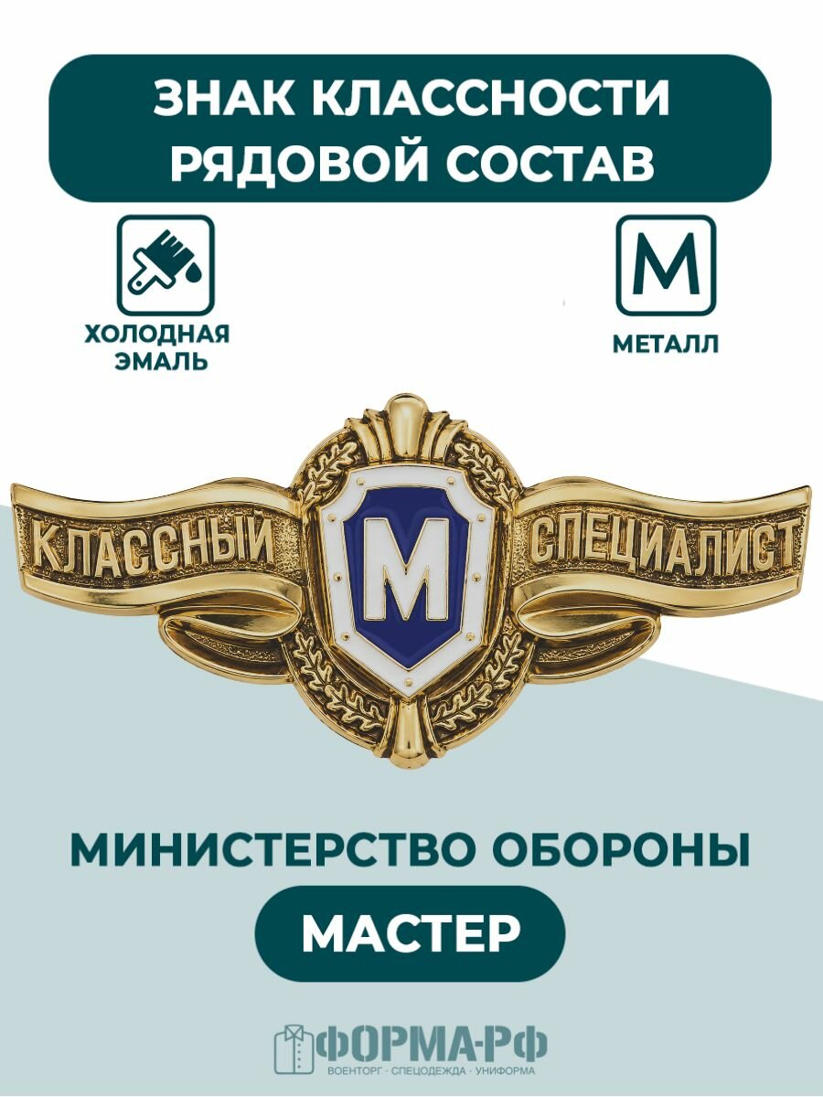 Знак классности МО РФ для рядового состава Мастер