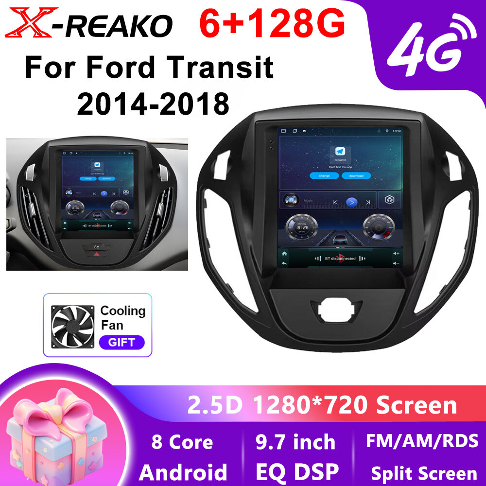 Магнитола для Ford Transit/Форд Транзит (2014-2024) Android CarPlay, Bluetooth, WI-FI, GPS, поддержка кнопок на руле