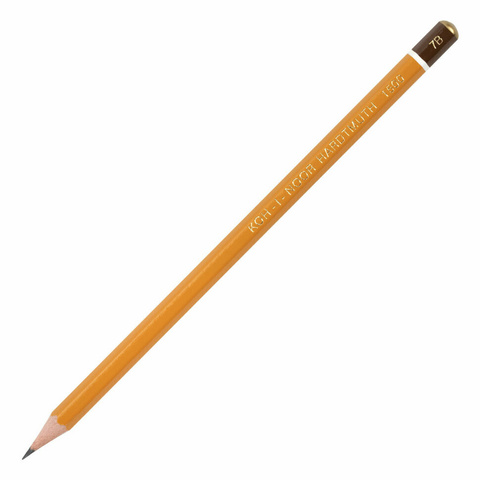 Карандаш чернографитный KOH-I-NOOR 1500, 1 шт, 7B, корпус желтый, заточенный, 150007B01170RU, 181042