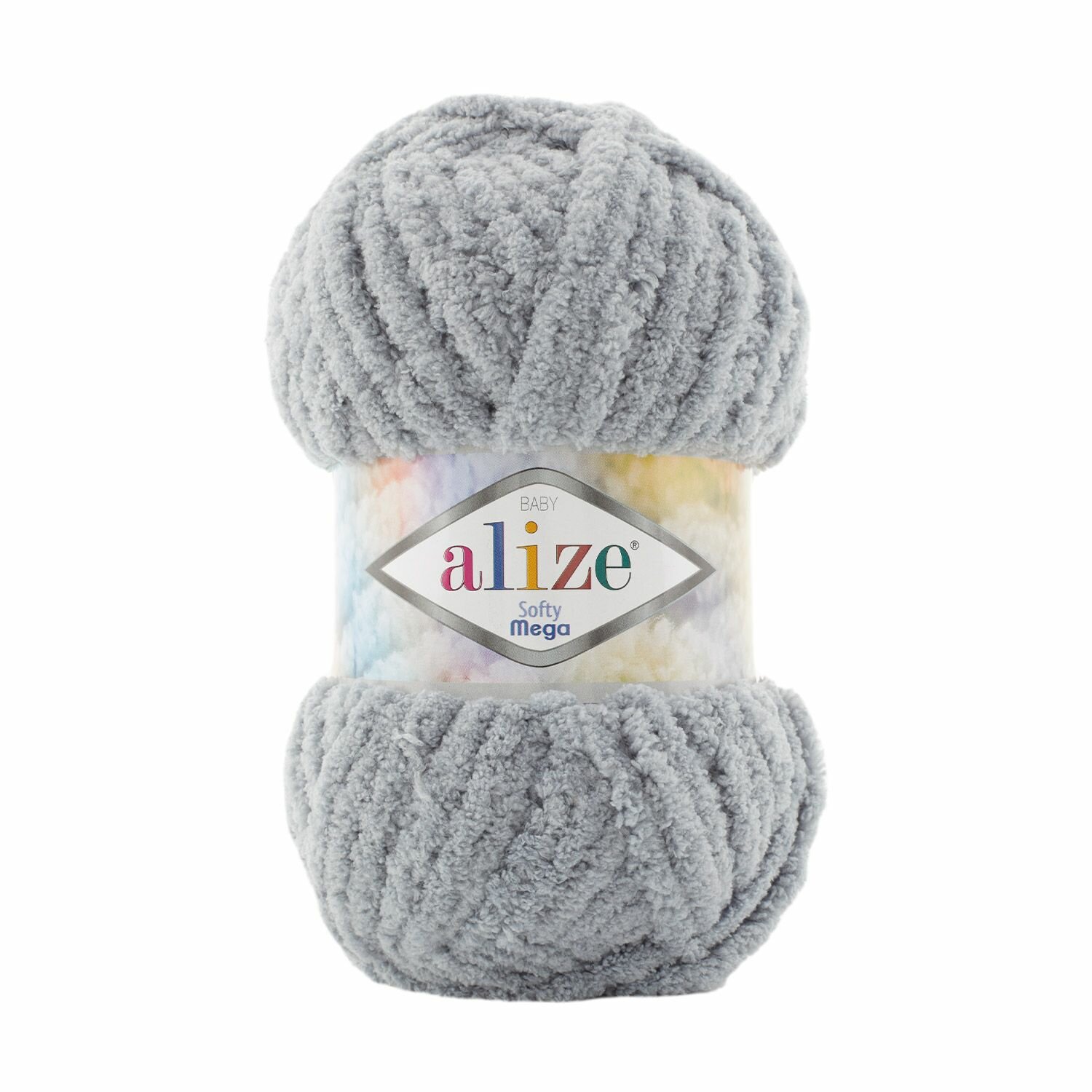 Пряжа для вязания Softy Mega Alize 2 мотка (70 м, 100 гр), цвет 428 светло-серый