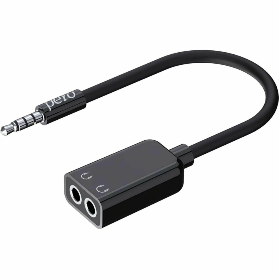 Разветвитель аудио PERO AD06 AUX SPLITTER, черный, 1598836