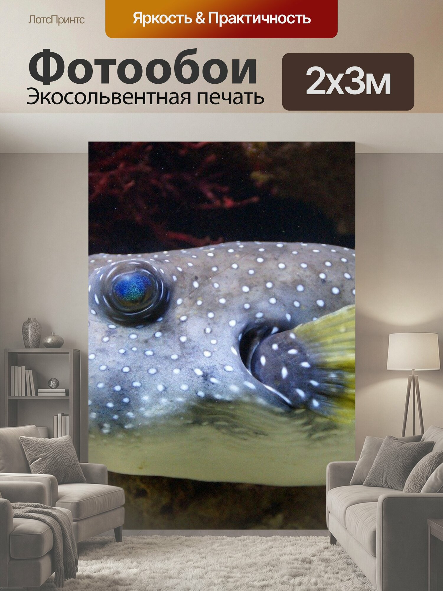 Фотообои "Рыба фугу, boxfish, рыбы" 200x300 см. экосольвентная печать