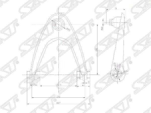Рычаг верхний с шаровым шарниром SAT ST-51450-S04-023 HONDA BALLADE/CIVIC/FERIO/DOMANI/INTEGRA/ORTHIA/PARTNER 95-02 RH