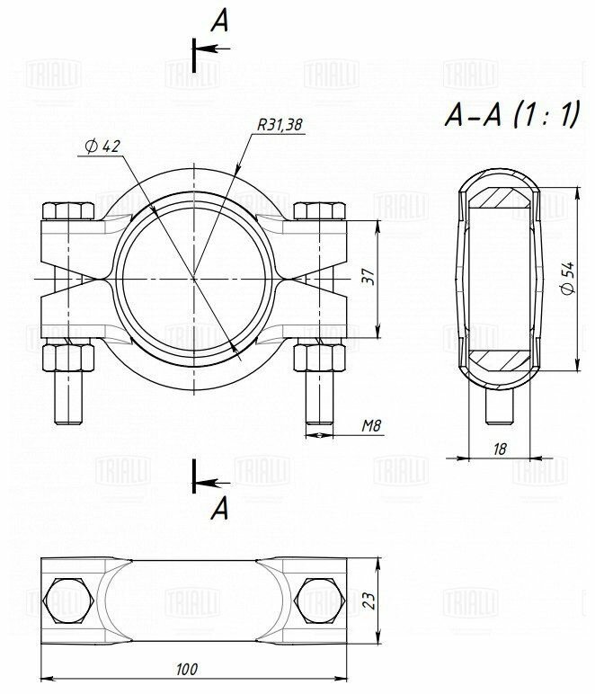 Хомут глушителя кольцевой для а м Лада 2108 TRIALLI TCLP 45