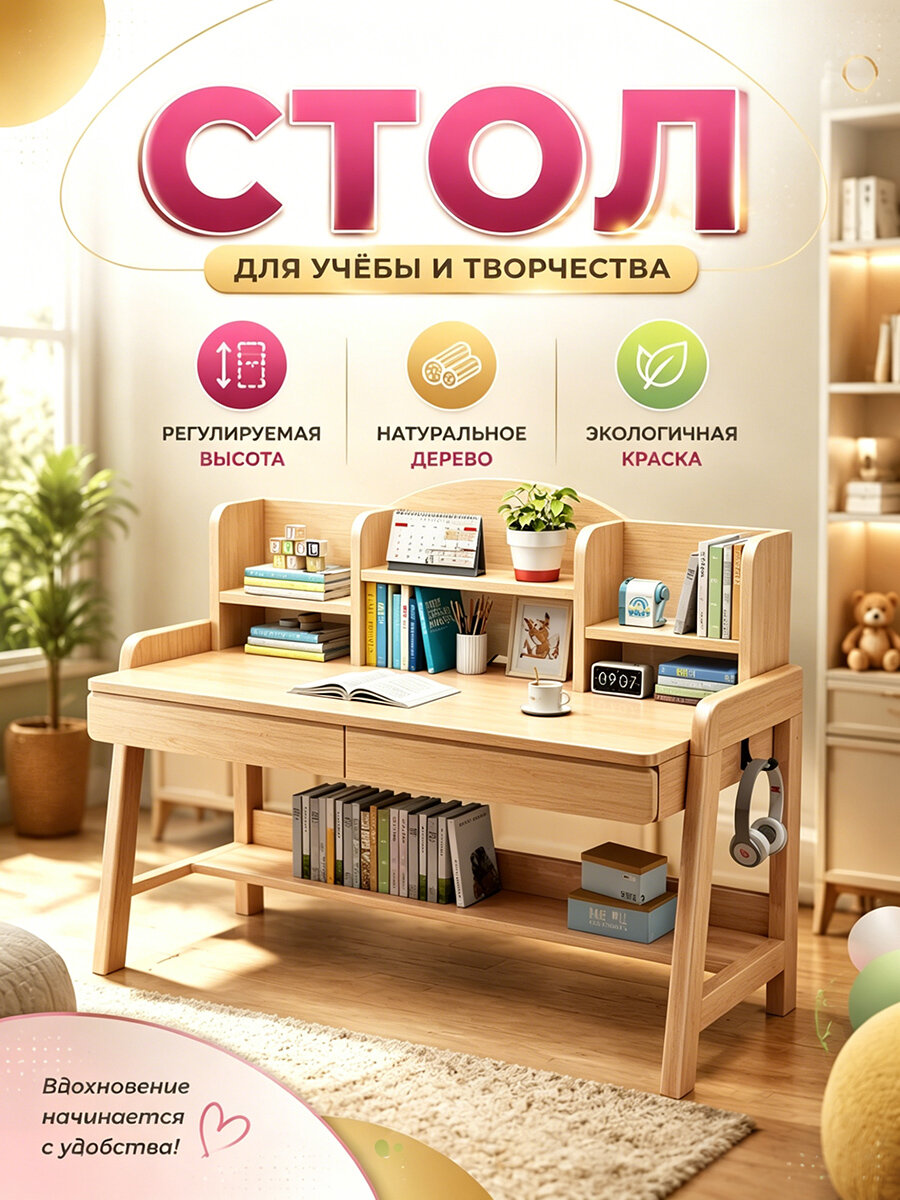 Офисный стол с небольшой книжной полкой, регулируемой высотой, подходит для всех возрастов, подходит для работы или учебы