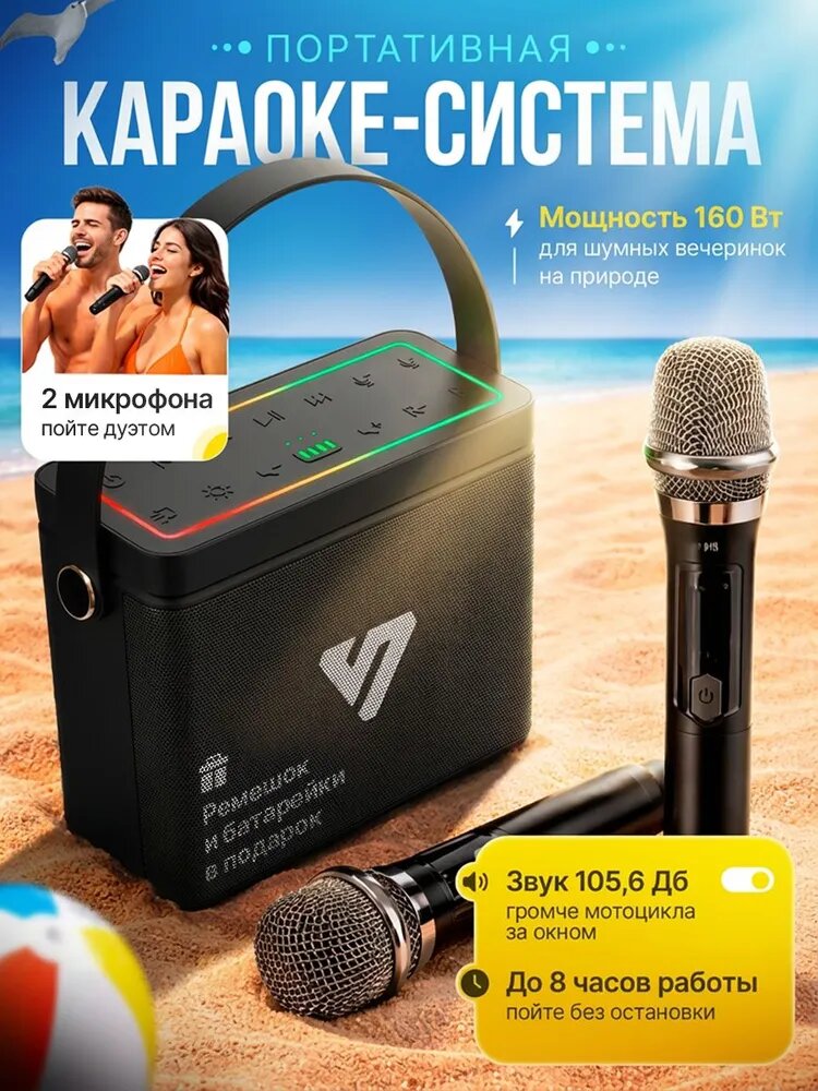 Караоке система с двумя микрофонами черная 160 Вт VR Pro