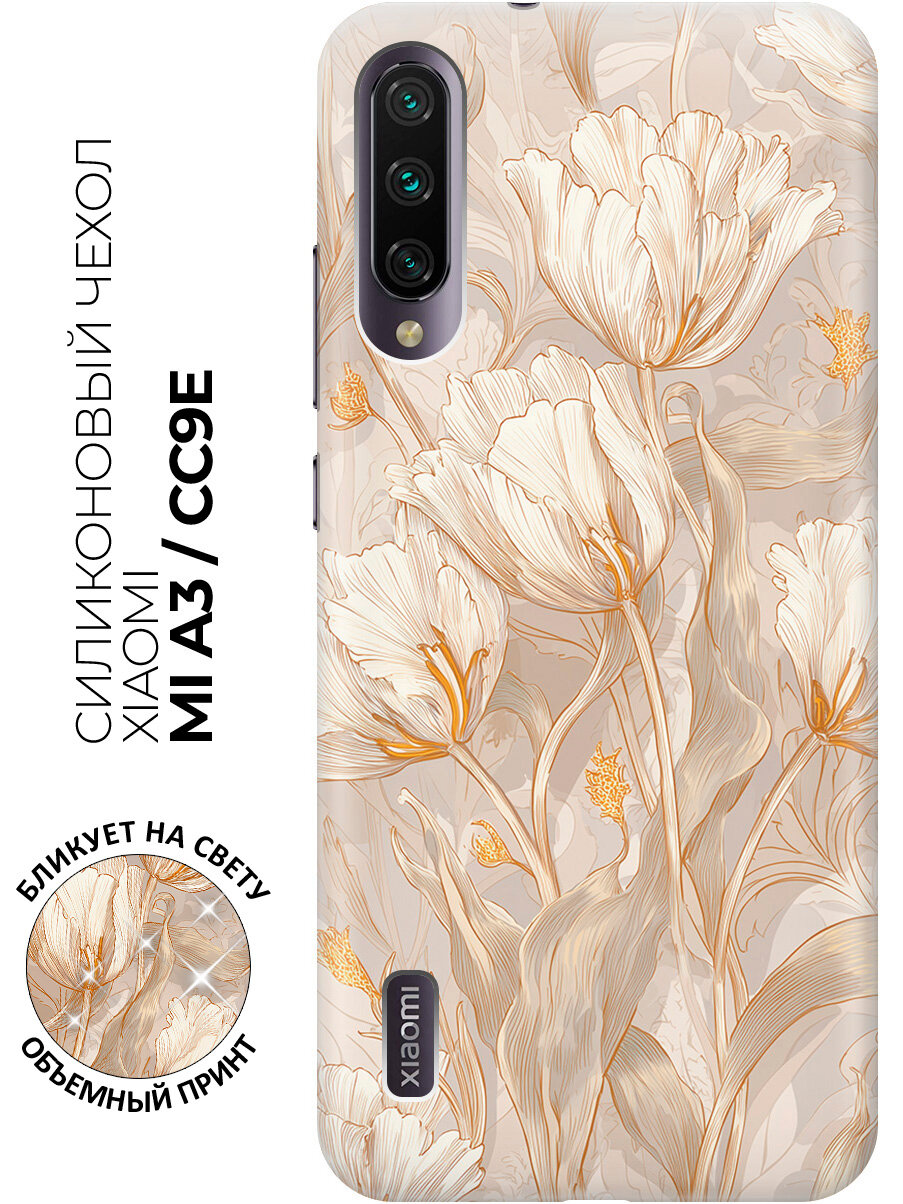 Силиконовый чехол на Xiaomi Mi A3 / CC9e с принтом "Нежность тюльпанов"