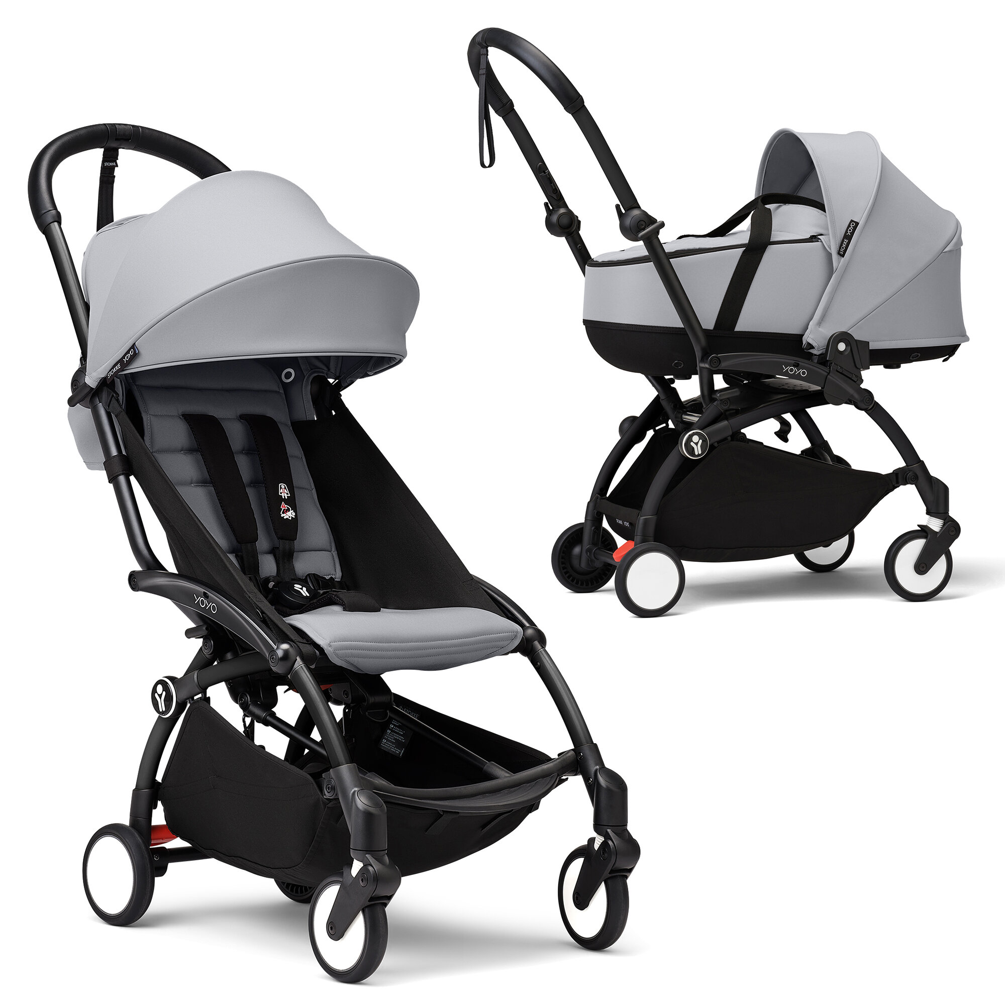 Детская коляска 2в1 Stokke YOYO 3 + Newborn Pack 0+, цвет Stone / Black Frame (Серый / Чёрная рама)