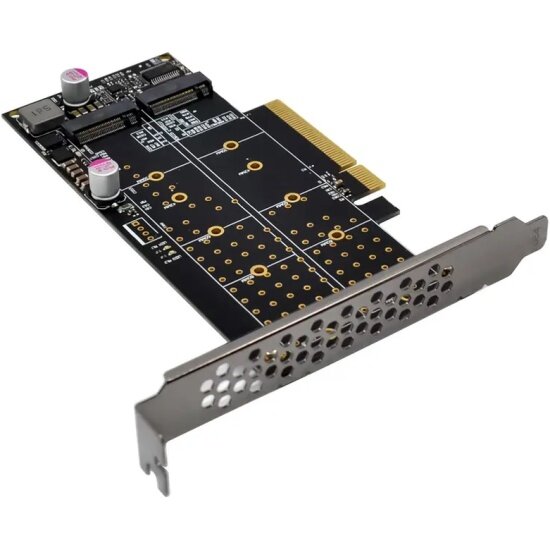 Переходник Orient C303E2 , PCI-Ex8->2 x M.2 M-key NVMe SSD, тип 2230/2242/2260/2280/22110, 2 планки