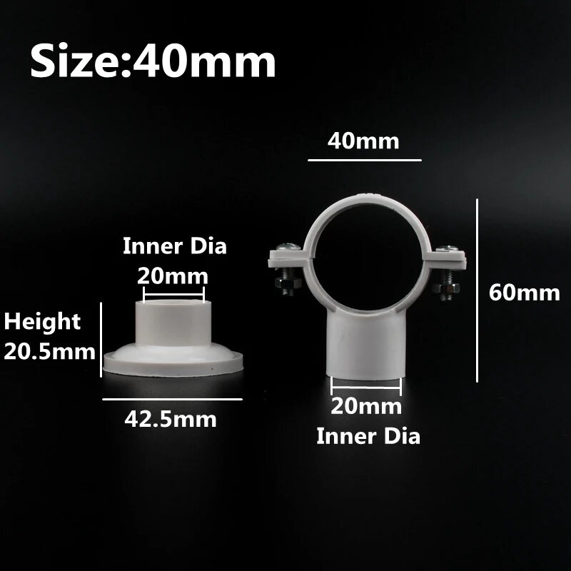 ПВХ зажим для трубы 20-40 мм Inner Dia.40mm, 5Pcs