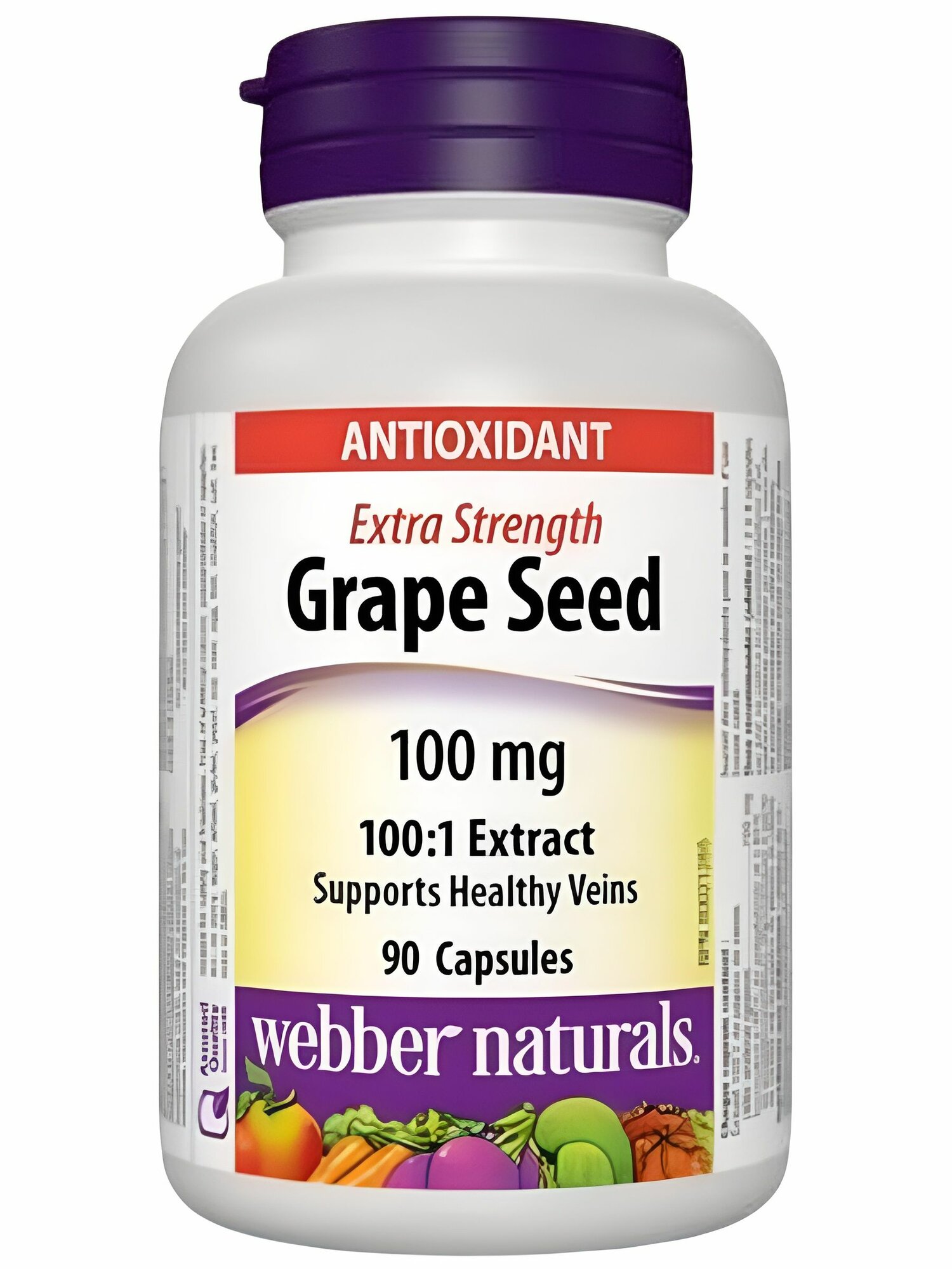 Экстракт виноградных косточек 100 мг 90 шт от Webber Naturals, здоровье сосудов