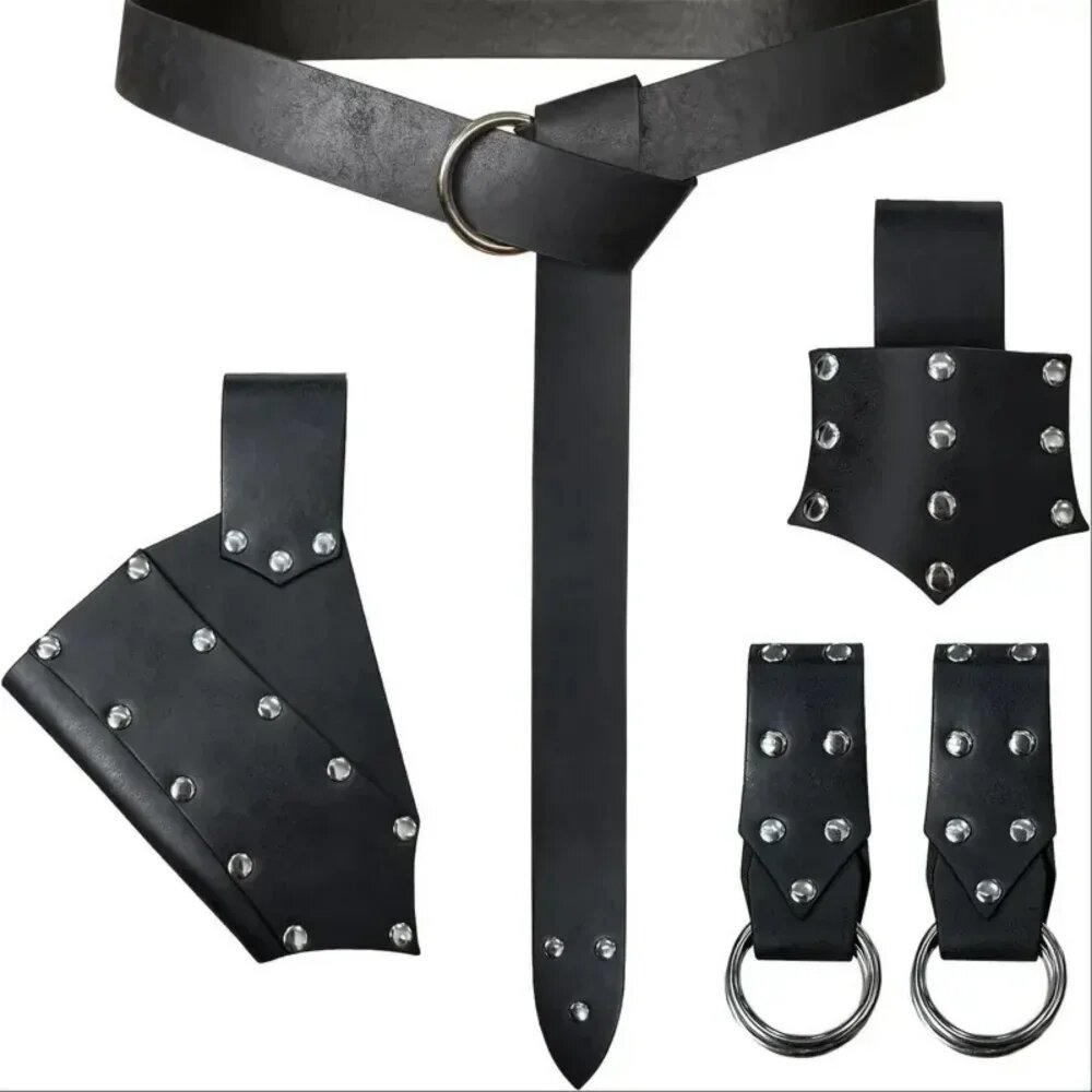 Кожаный пояс для косплея в стиле викингов Style E 5PCS