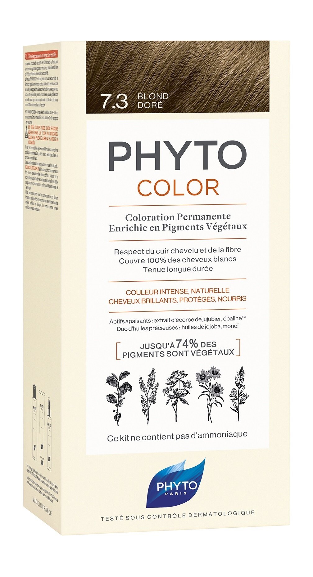 PHYTO Phytocolor Краска для волос, 50/50/12 мл, 7.3 Золотистый блонд