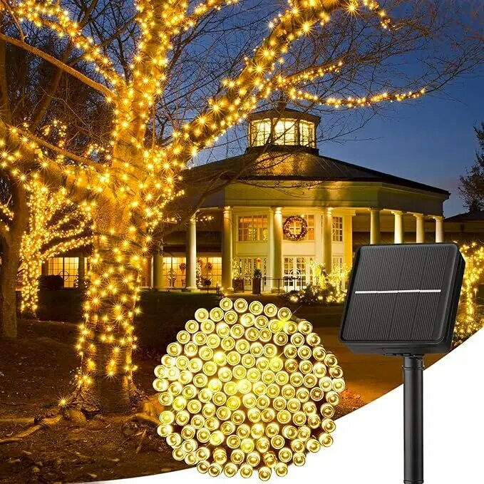 Солнечная гирлянда 200 LED, теплый свет, 22м