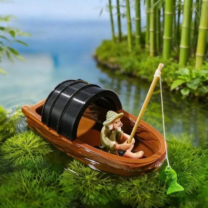 Миниатюрные плавающие лодки рыбака из пластика A1