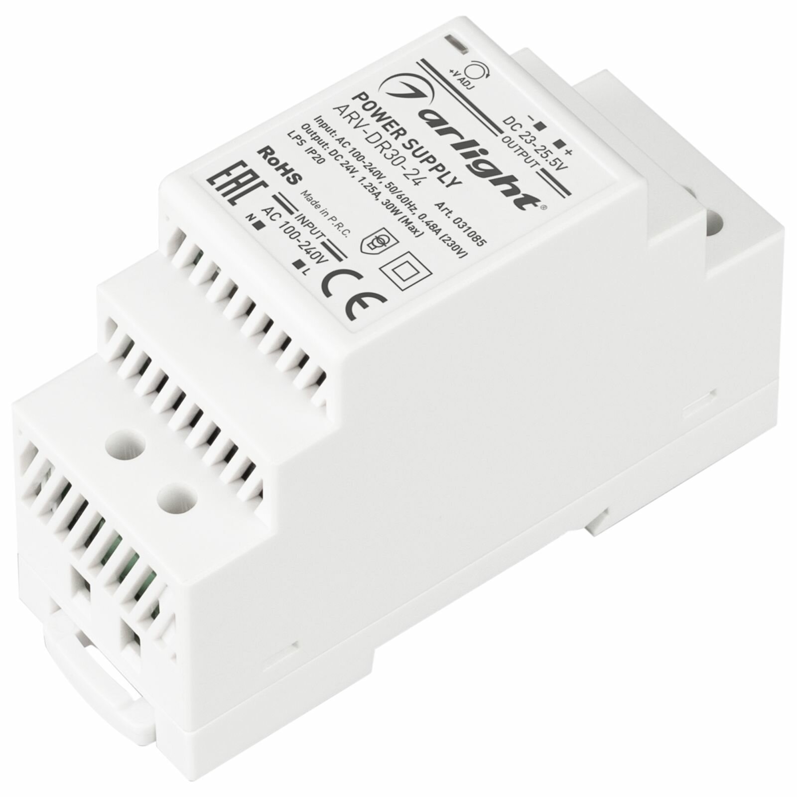 Блок питания arv-dr30-24, 24v, 1.25a, 30w, arl, ip20 din-рейка