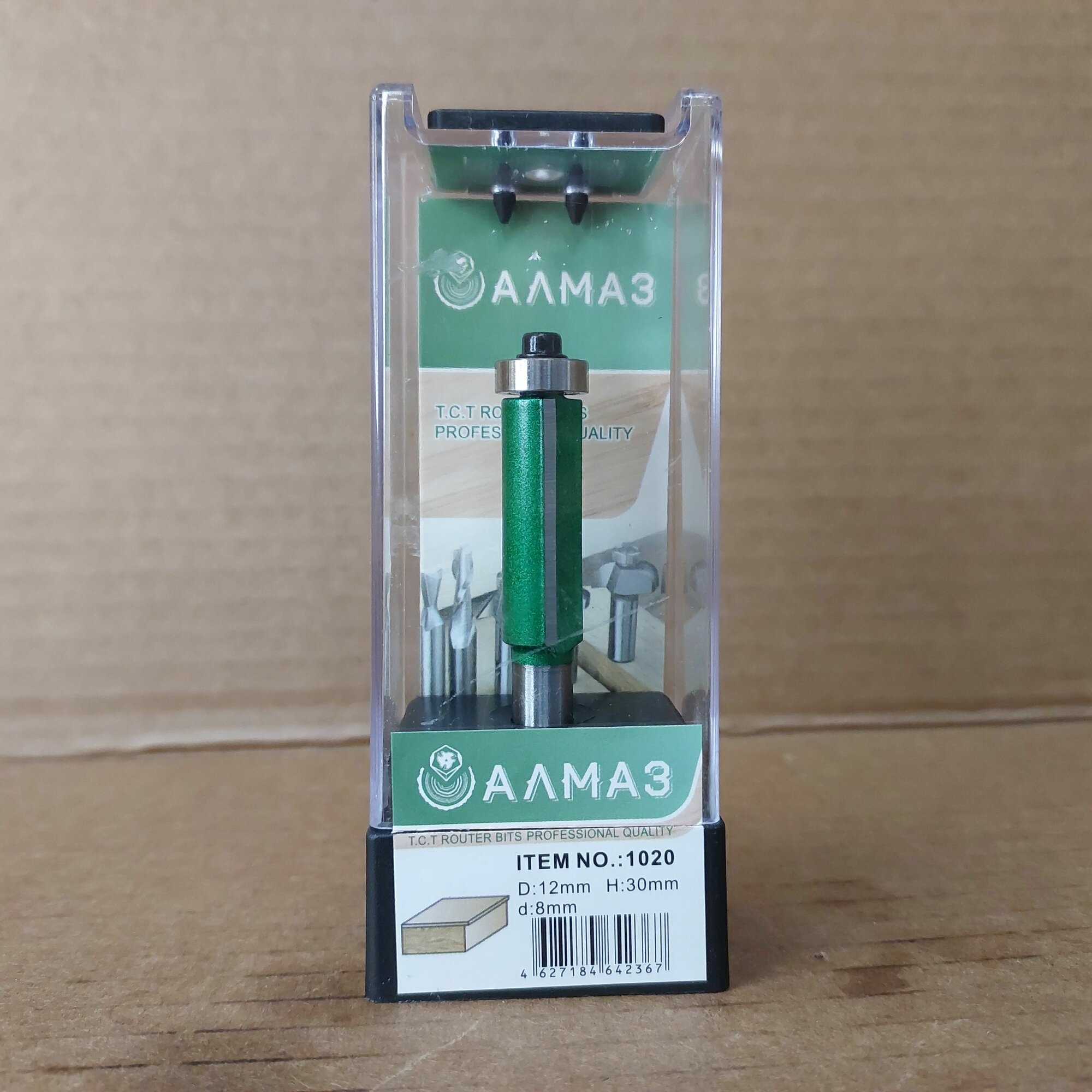 Фреза обгонная с нижним подшипником Алмаз 1020 D:12mm I:30mm d:8mm