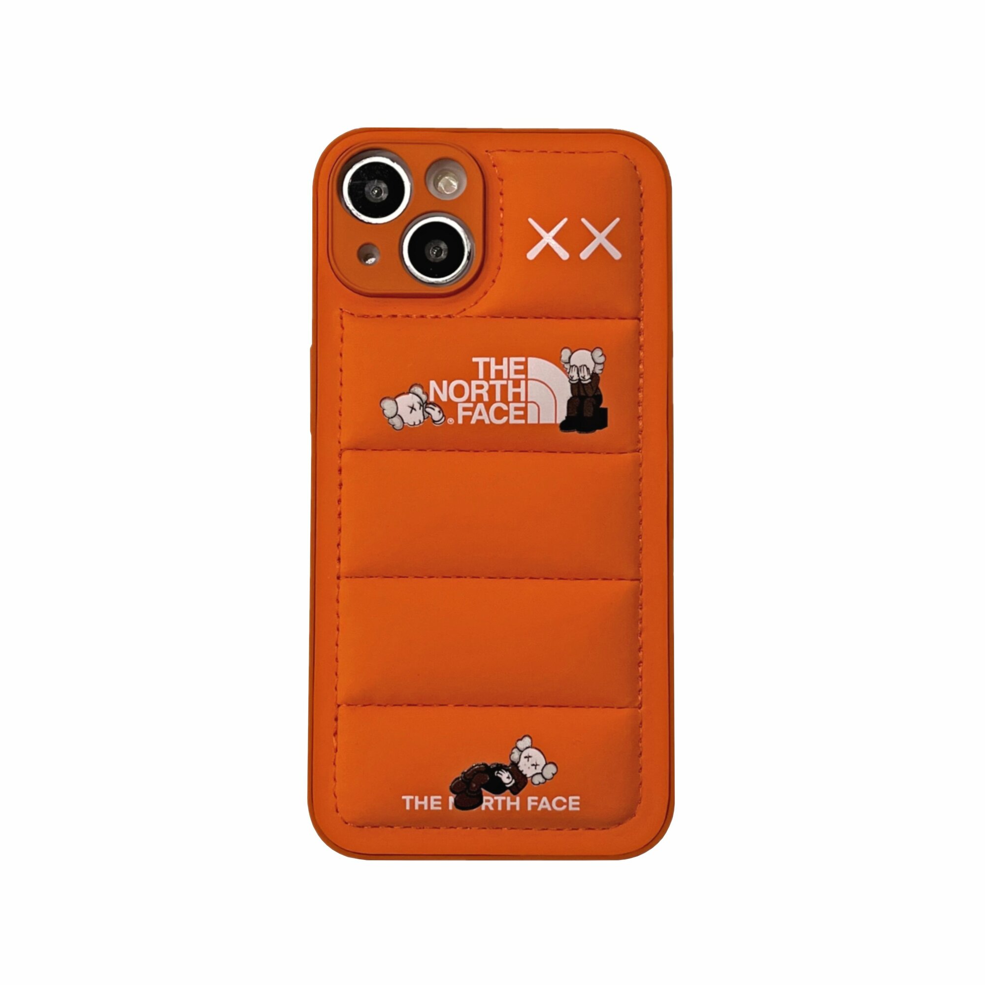 Чехол силиконовый дутый пуховик North Face iPhone 14 оранжевый
