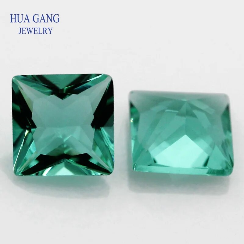 Стеклянные бусины Excellent Heart, квадратная огранка, Синий, 10x10mm-50pcs, Light Green