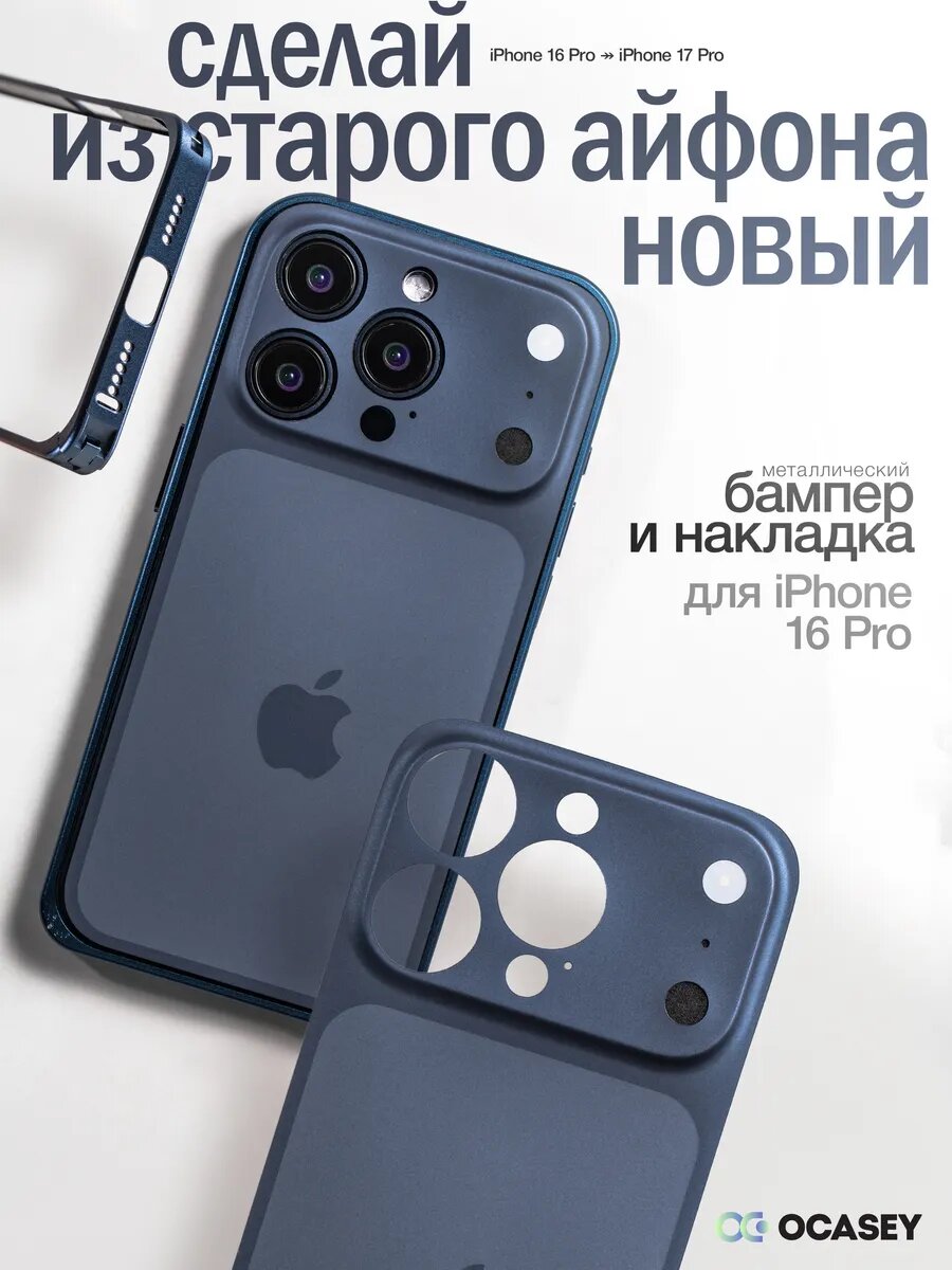 Чехол О'Кейси "Синий пинтерес", для iPhone 16 Pro, защита камеры