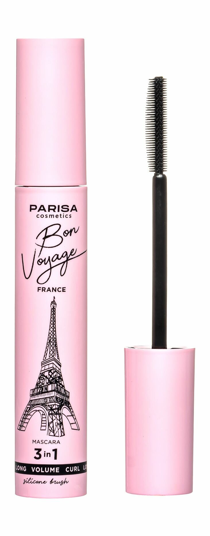 PARISA COSMETICS Тушь для ресниц М-117 Франция Curl Volume Long силиконовая кисть, 12 г, Черный