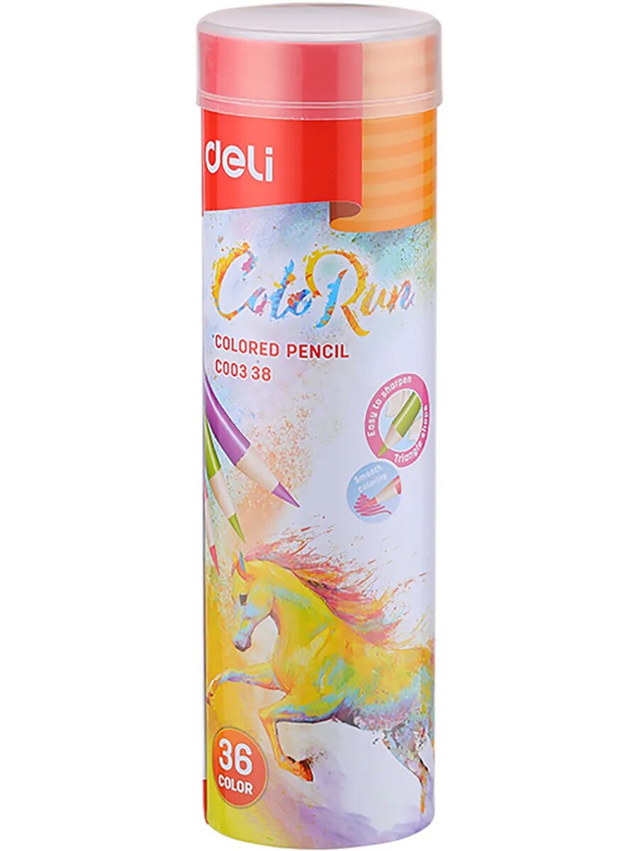 Карандаши 36 цветов, "Deli ColoRun" в металлической тубе