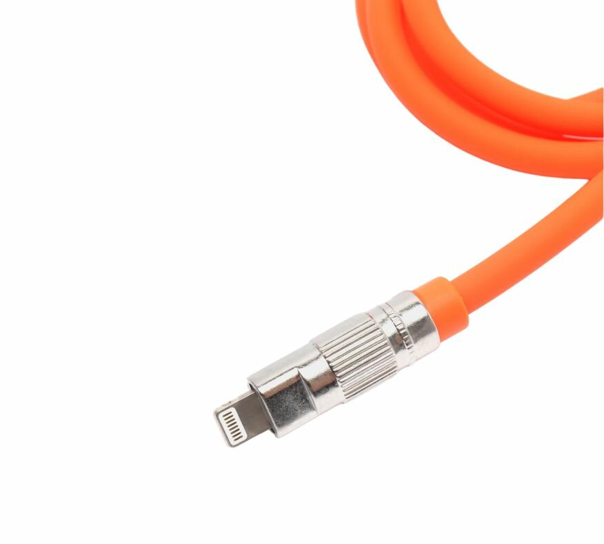 Усиленный мощный кабель USB - Lightning для смартфонов и планшетов оранжевый