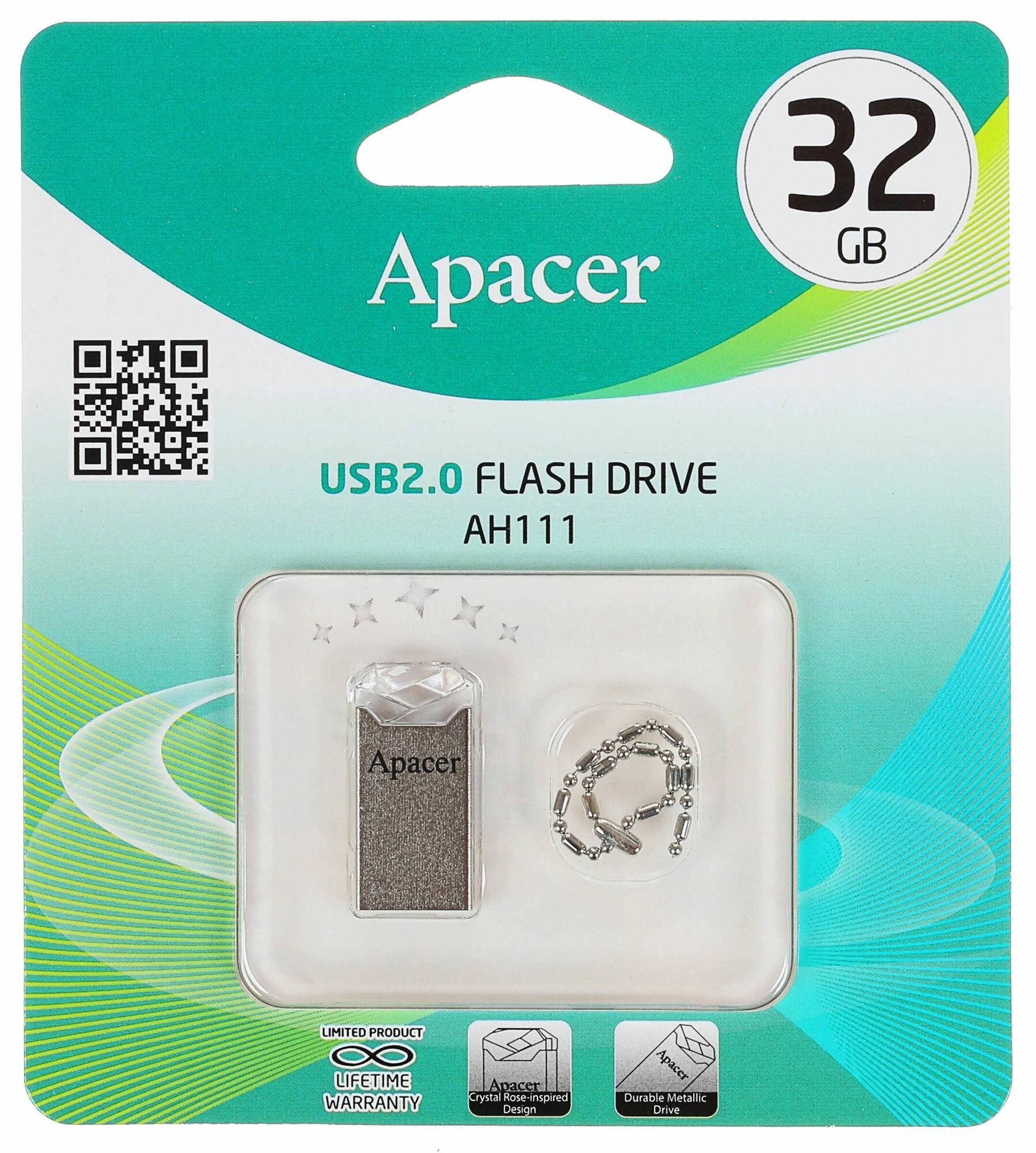 Память USB Flash 32 ГБ APACER AH111 (AP32GAH111CR-1) - USB2.0, USB Type-A
