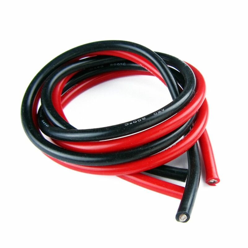Провод силиконовый высокотемпературный 14AWG (2.08 мм2) черный и красный 1 метр