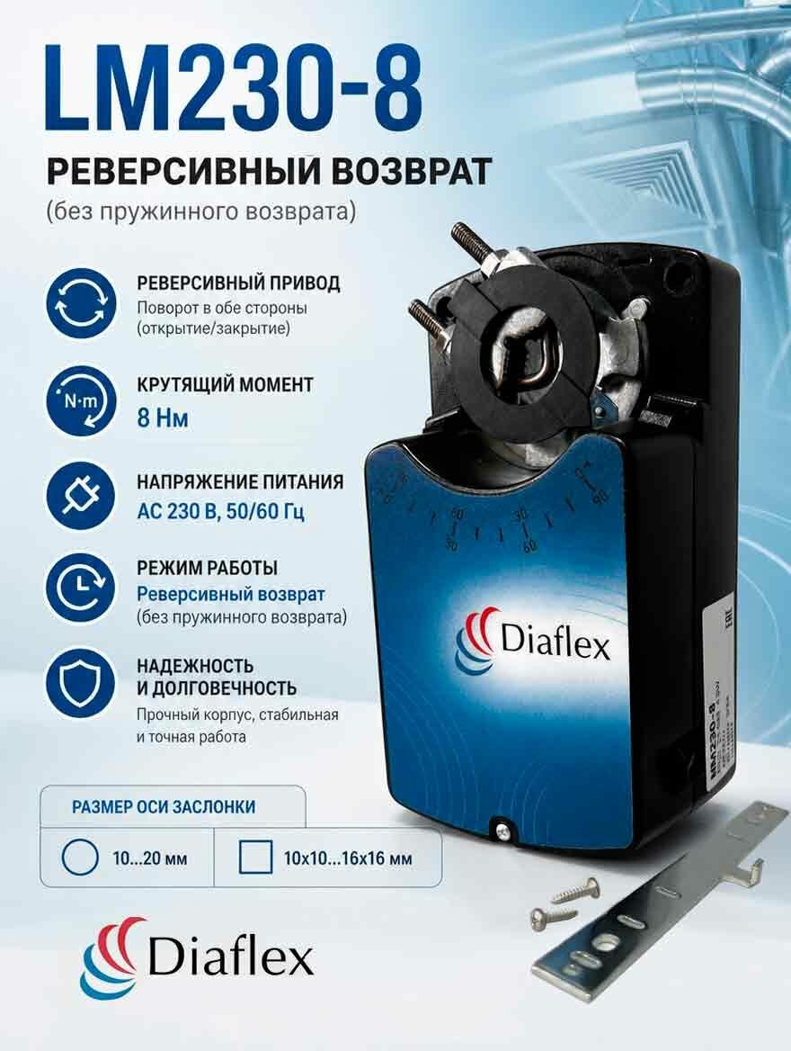Электропривод Diaflex NM230-8 (8Нм, 230В, 2/3поз) без возвр. пружиной