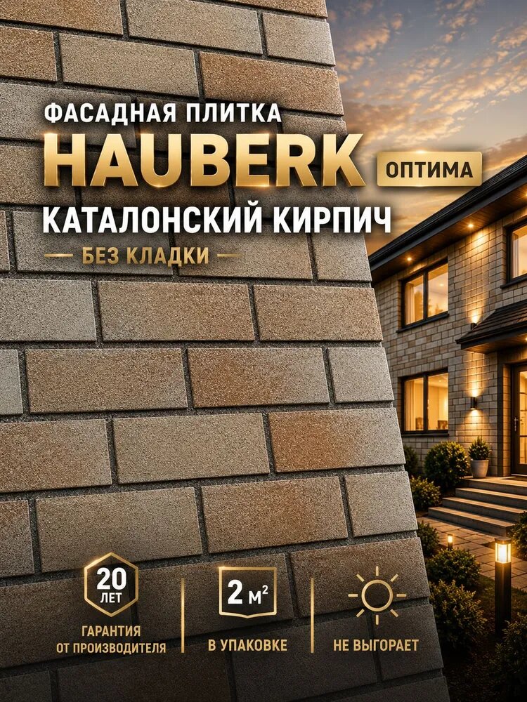 Фасадная плитка технониколь Hauberk Оптима Кирпич каталонский, 2кв. м