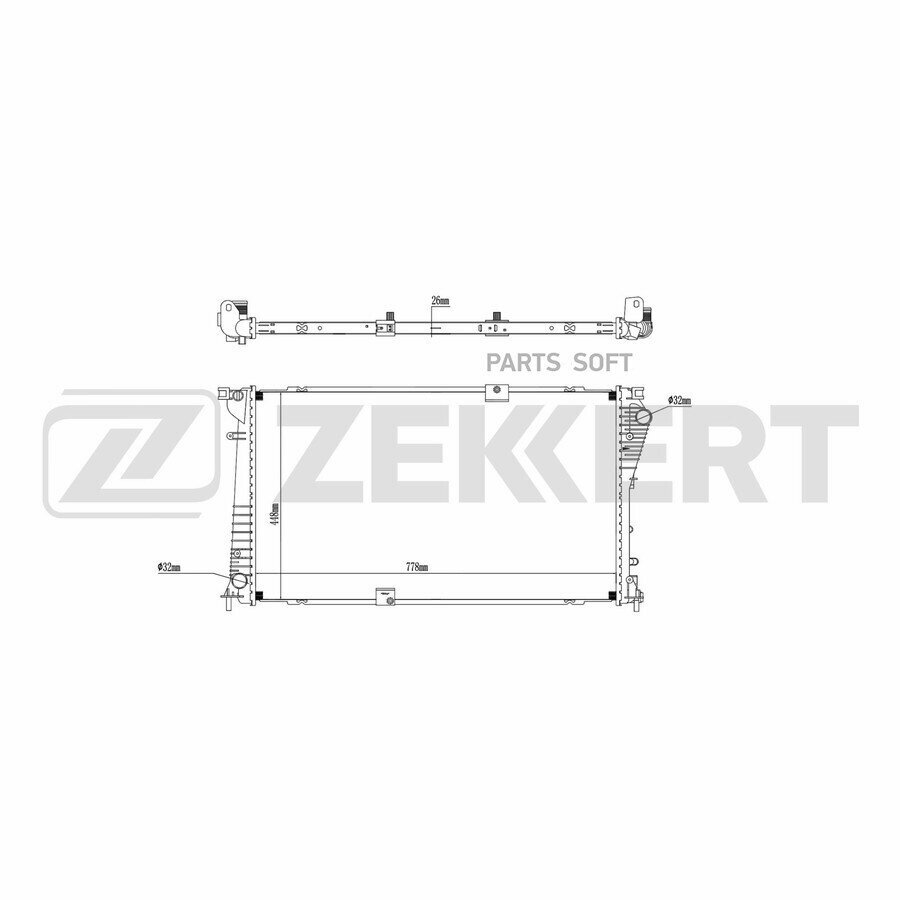 ZEKKERT MK-1715 Радиатор охлаждения двигателя Nissan Primastar (X83) 06- Renault Trafic II 06- Opel Vivaro A 03- ()