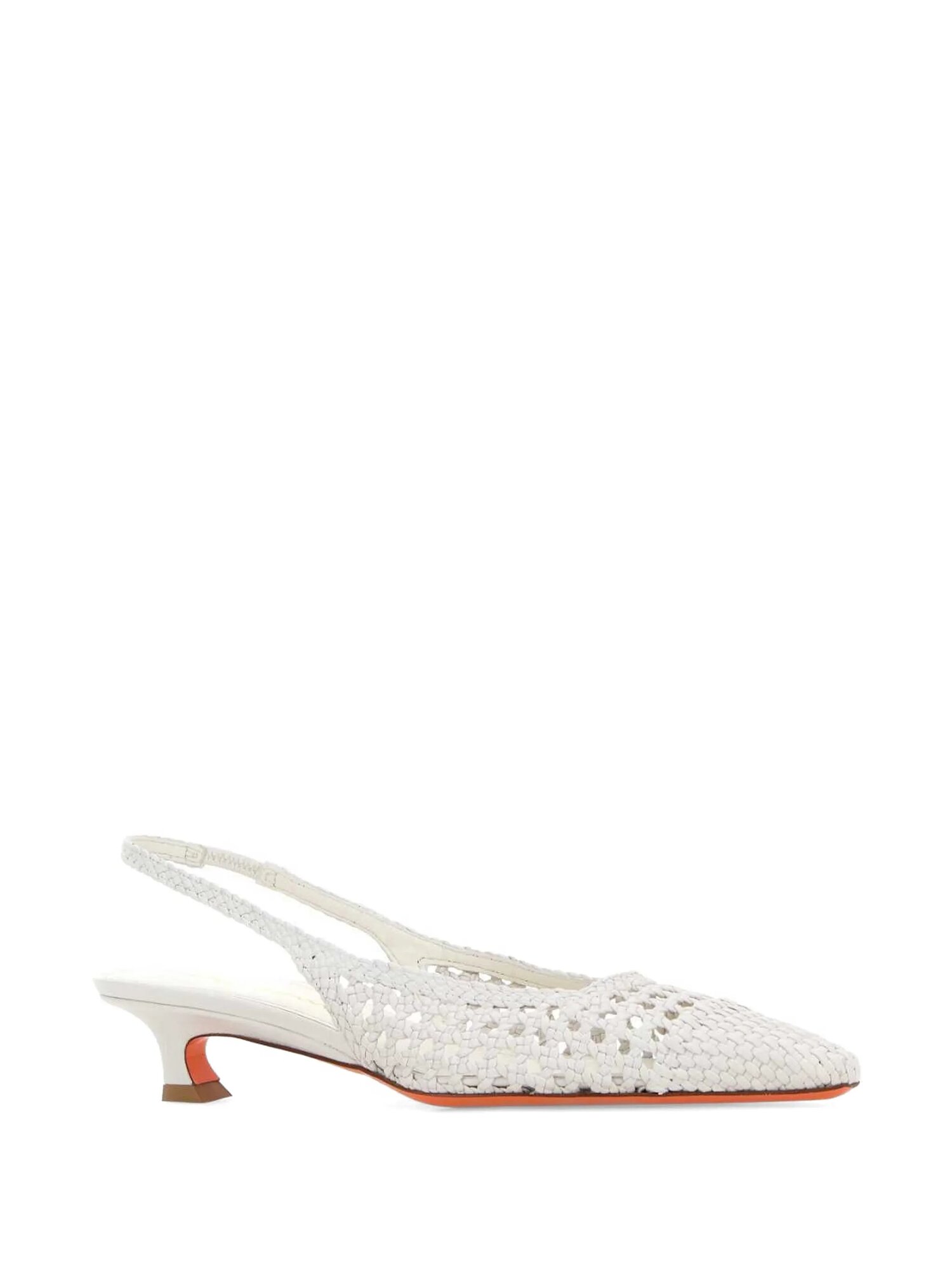 Туфли Santoni Woven slingback pumps, размер 37, бежевый/белый — фото 1