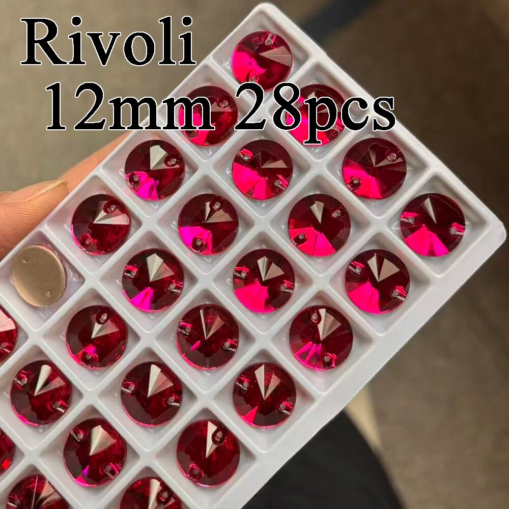 Стразы Rivoli фуксия 12 мм, 28 шт