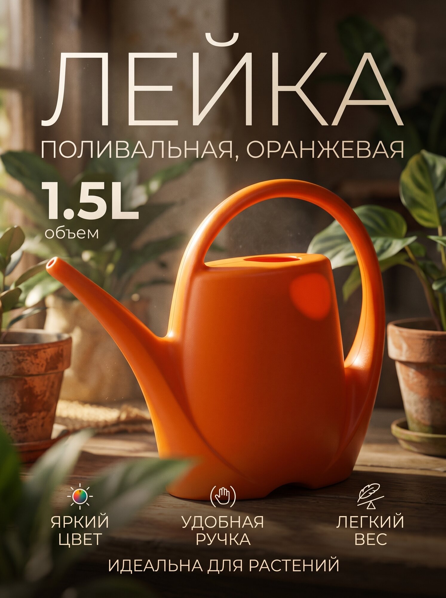 Практичная лейка с объемом 1,5 литра для сада и дома - цвет микс