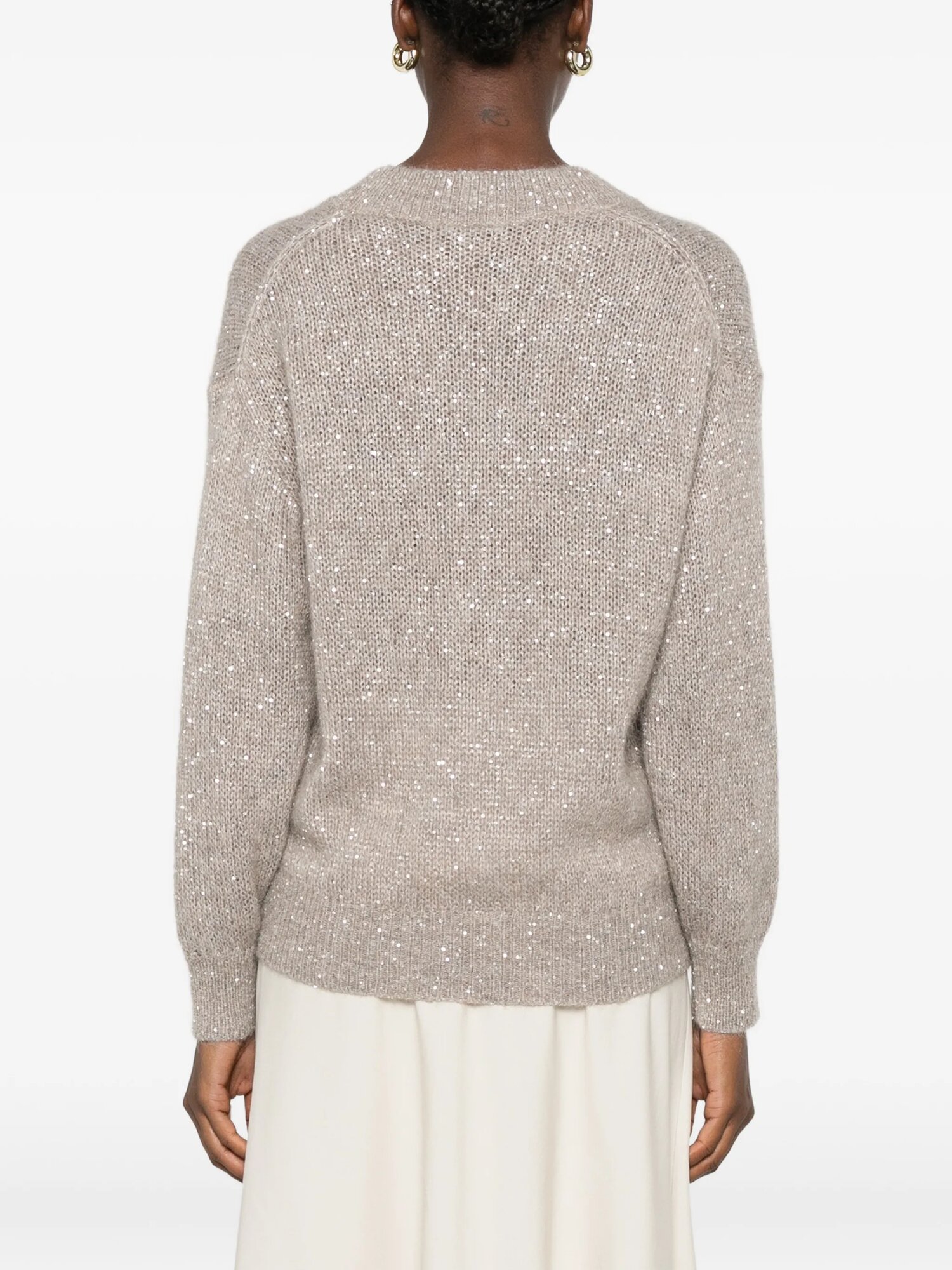 Свитер BRUNELLO CUCINELLI Sequin-embellished V-neck sweater, размер 44, , разноцветный — фото 1
