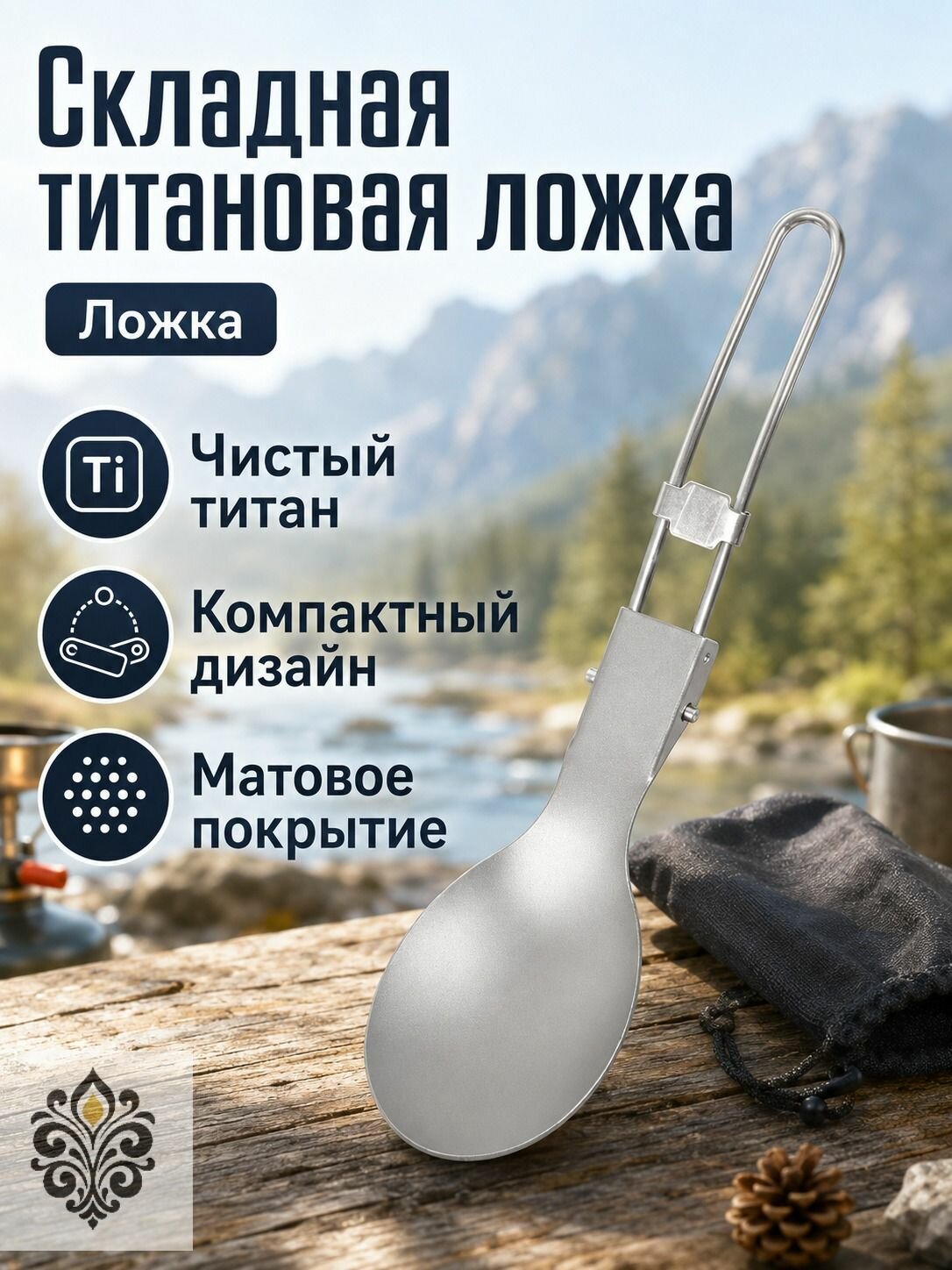 Комплект походной посуды из титана: складная ложка, вилка и нож ультралегкий набор для кемпинга