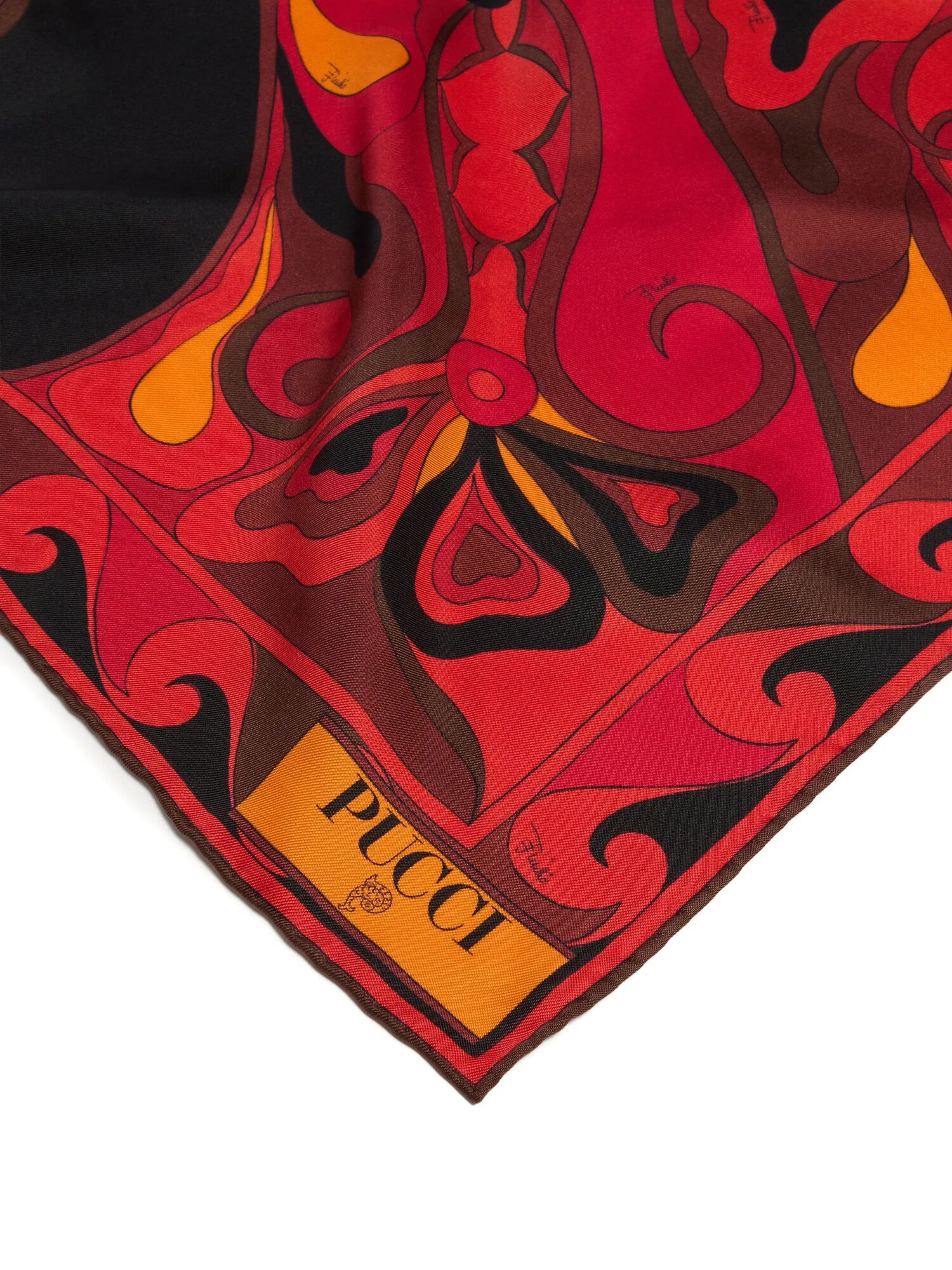 Шарф PUCCI Orchidee-print silk triangle scarf для девочек, красный — фото 1