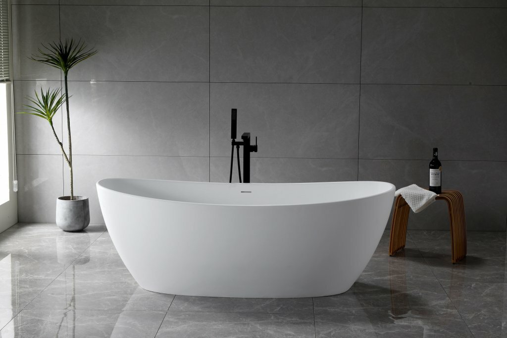Ванна из искусственного камня BelBagno BB-UNIQUE-180-85-64-SSB белая матовая