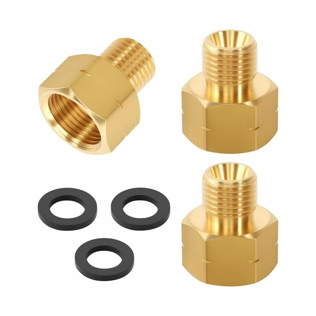 Латунный газовый переходник 3/8" внутренняя резьба на 1/4" наружная обратная резьба