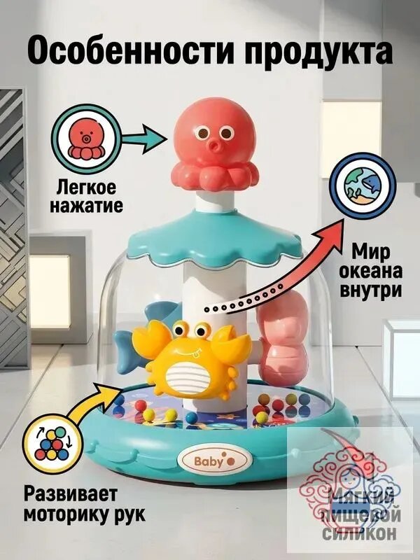 Детская игрушка-юла, развивающая игрушка для мальчиков и девочек, синяя