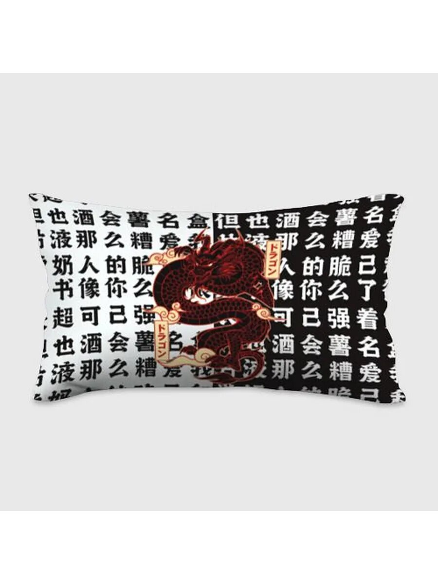 Японский красный Дракон на иероглифах Japan Dragon Подушка