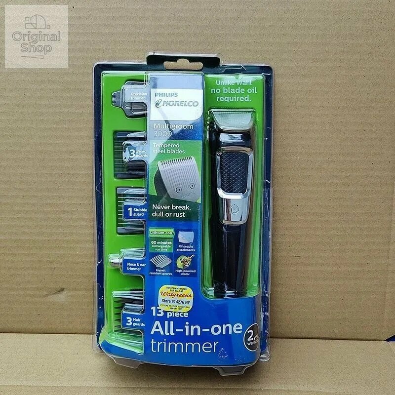 Электробритва Philips Триммер для бороды и усов MG3750 триммер для бороды и усов, кол-во насадок 10, коричневый, оливковый