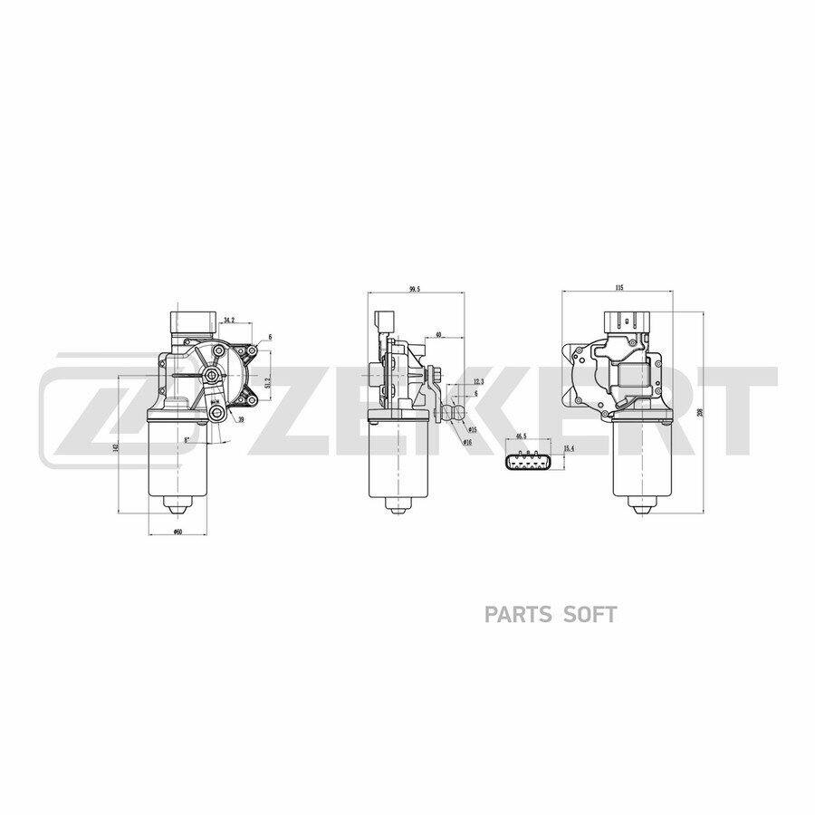 ZEKKERT WS-1003 Мотор стеклоочистителя перед. Peugeot Boxer 06- Citroen Jumper 06- ()