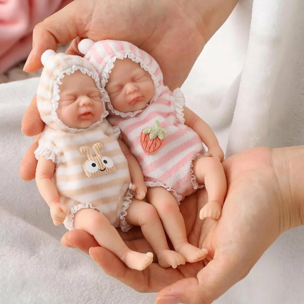 Мини-двойные силиконовые куклы Reborn Baby 6 дюймов с одеждой и набором для кормления