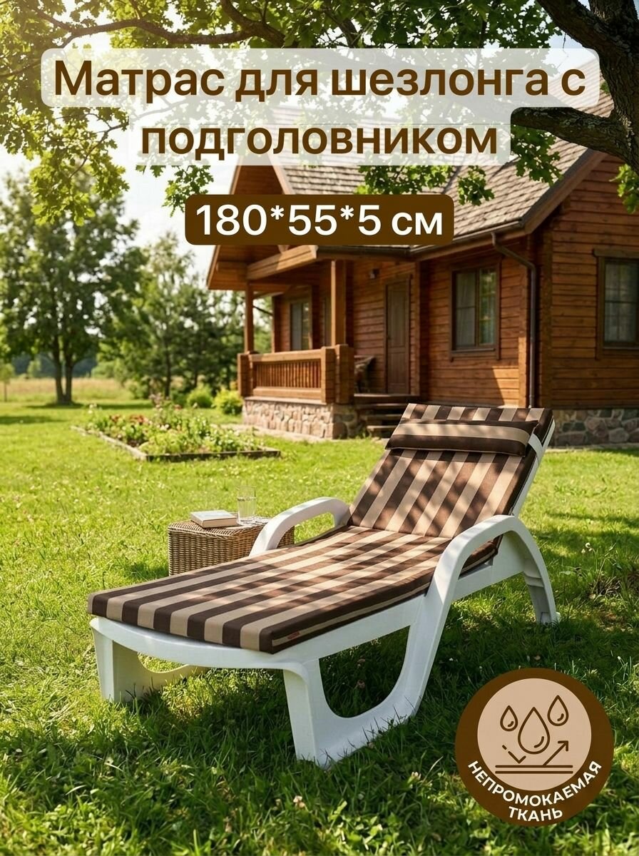 Матрас для шезлонга лежака непромокаемый Malurre, 55х180 см