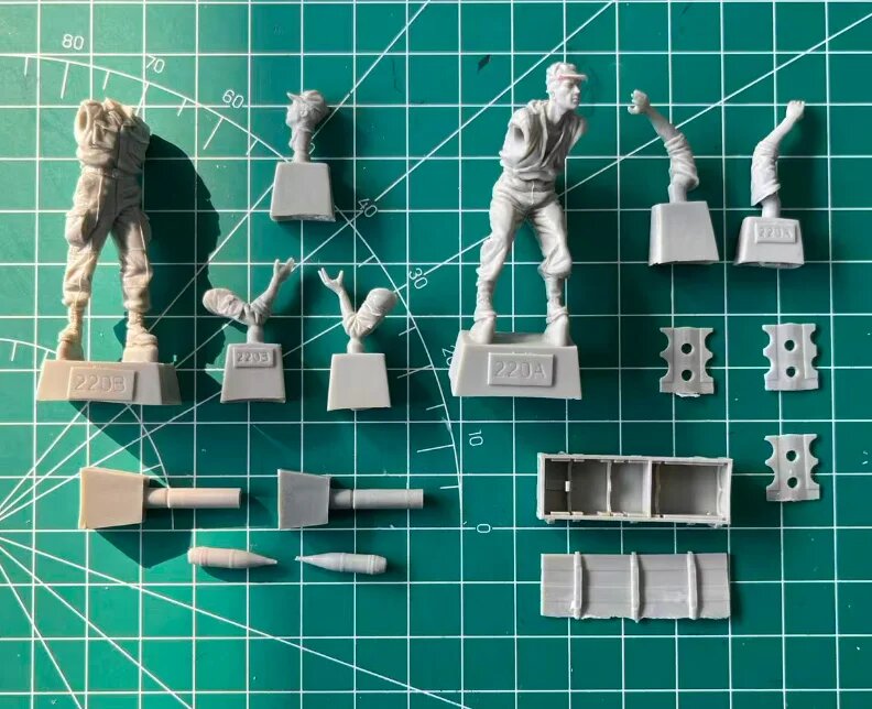 Сборная модель из смолы в масштабе 1/35: Современный персонаж, миниатюрная русская артиллерийская группа 2, в разобранном и неокрашенном виде.